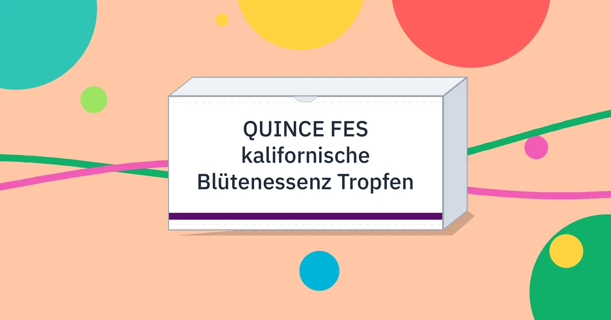 Symbolbild: Packung mit der Aufschrift QUINCE FES kalifornische Blütenessenz Tropfen (PZN 09172694) – Verfügbarkeit und Bezug in Apotheken in Frankfurt am Main