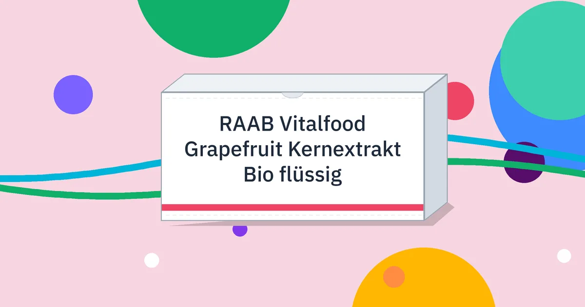 Symbolbild: Packung mit der Aufschrift RAAB Vitalfood Grapefruit Kernextrakt Bio flüssig (PZN 19305104) – Verfügbarkeit und Bezug in Apotheken in Frankfurt am Main