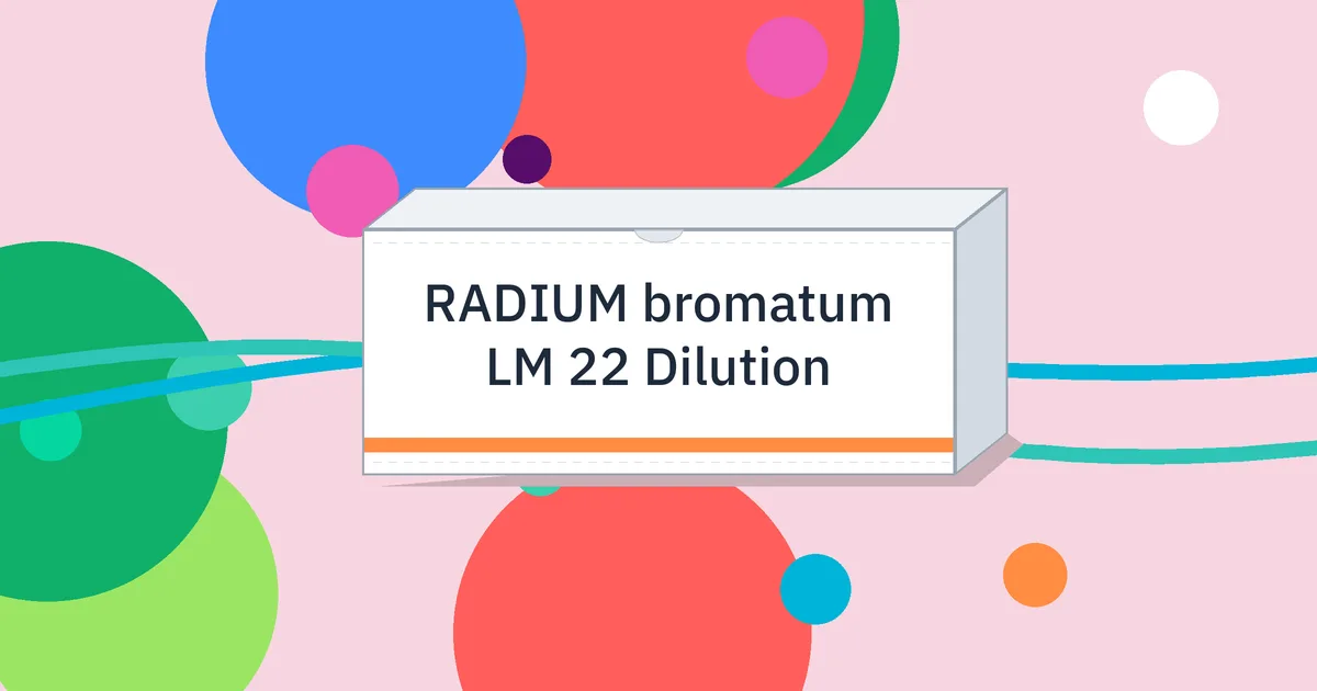 Symbolbild: Packung mit der Aufschrift RADIUM bromatum LM 22 Dilution (PZN 13045990) – Verfügbarkeit und Bezug in Apotheken in Frankfurt am Main
