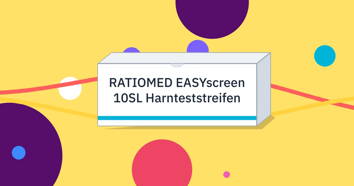 Symbolbild: Packung mit der Aufschrift RATIOMED EASYscreen 10SL Harnteststreifen (PZN 14233966) – Verfügbarkeit und Bezug in Apotheken in Frankfurt am Main