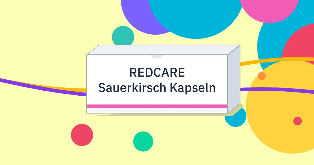 Symbolbild: Packung mit der Aufschrift REDCARE Sauerkirsch Kapseln (PZN 19175819) – Verfügbarkeit und Bezug in Apotheken in Frankfurt am Main