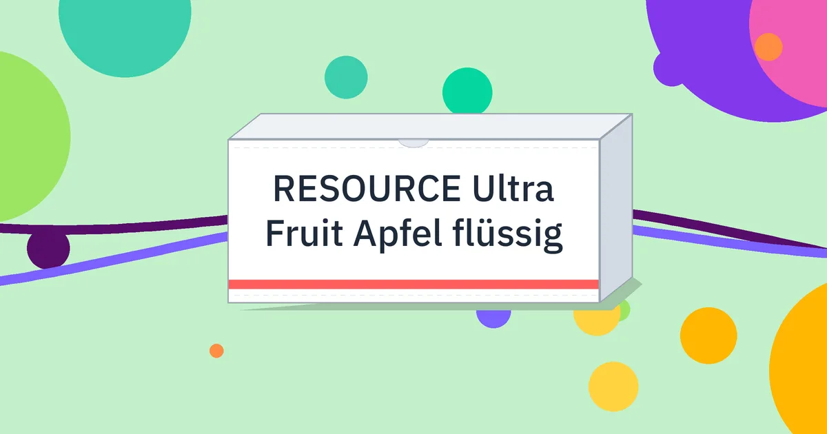 Symbolbild: Packung mit der Aufschrift RESOURCE Ultra Fruit Apfel flüssig (PZN 17160653) – Verfügbarkeit und Bezug in Apotheken in Frankfurt am Main
