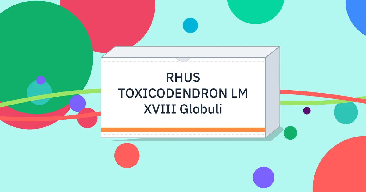 Symbolbild: Packung mit der Aufschrift RHUS TOXICODENDRON LM XVIII Globuli (PZN 02659967) – Verfügbarkeit und Bezug in Apotheken in Frankfurt am Main