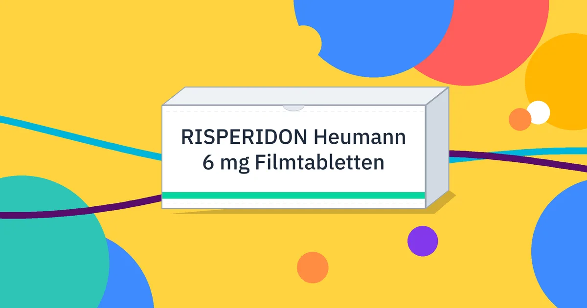 Symbolbild: Packung mit der Aufschrift RISPERIDON Heumann 6 mg Filmtabletten (PZN 18447167) – Verfügbarkeit und Bezug in Apotheken in Frankfurt am Main