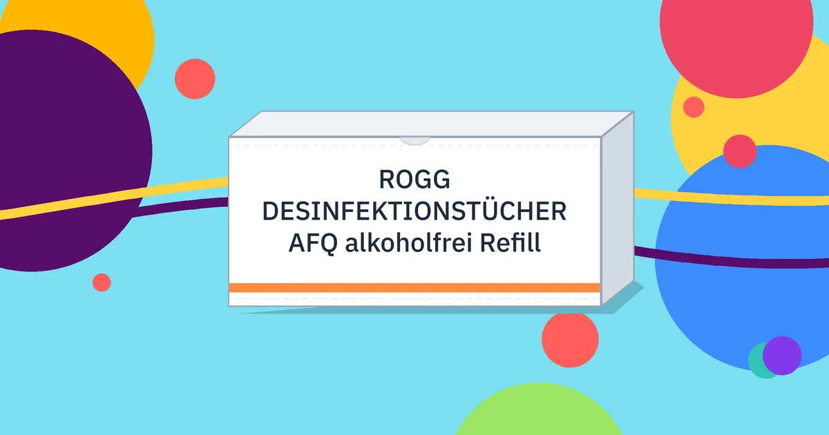 Symbolbild: Packung mit der Aufschrift ROGG DESINFEKTIONSTÜCHER AFQ alkoholfrei Refill (PZN 09017031) – Verfügbarkeit und Bezug in Apotheken in Frankfurt am Main