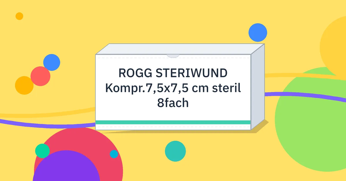 Symbolbild: Packung mit der Aufschrift ROGG STERIWUND Kompr.7,5x7,5 cm steril 8fach (PZN 03439156) – Verfügbarkeit und Bezug in Apotheken in Frankfurt am Main