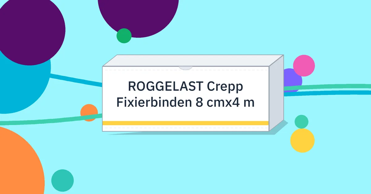 Symbolbild: Packung mit der Aufschrift ROGGELAST Crepp Fixierbinden 8 cmx4 m (PZN 08601348) – Verfügbarkeit und Bezug in Apotheken in Frankfurt am Main