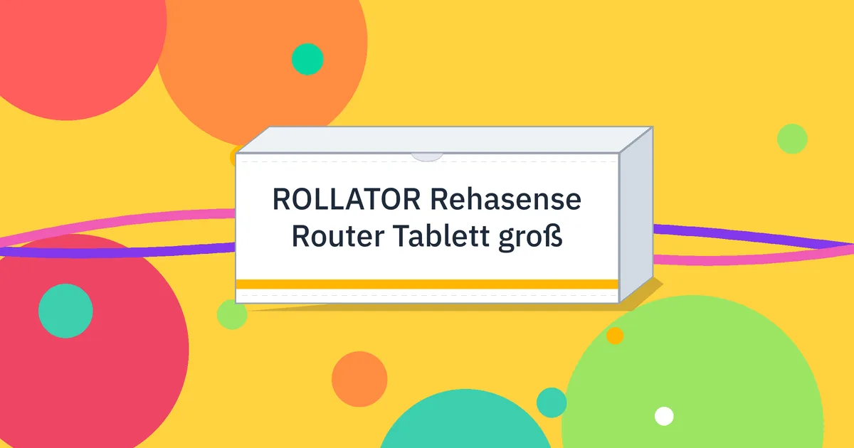 Symbolbild: Packung mit der Aufschrift ROLLATOR Rehasense Router Tablett groß (PZN 11109510) – Verfügbarkeit und Bezug in Apotheken in Frankfurt am Main