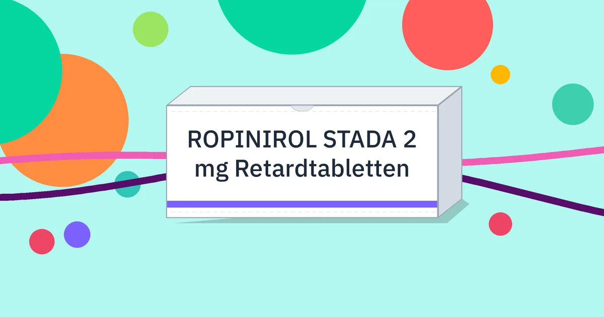 Symbolbild: Packung mit der Aufschrift ROPINIROL STADA 2 mg Retardtabletten (PZN 09783274) – Verfügbarkeit und Bezug in Apotheken in Frankfurt am Main
