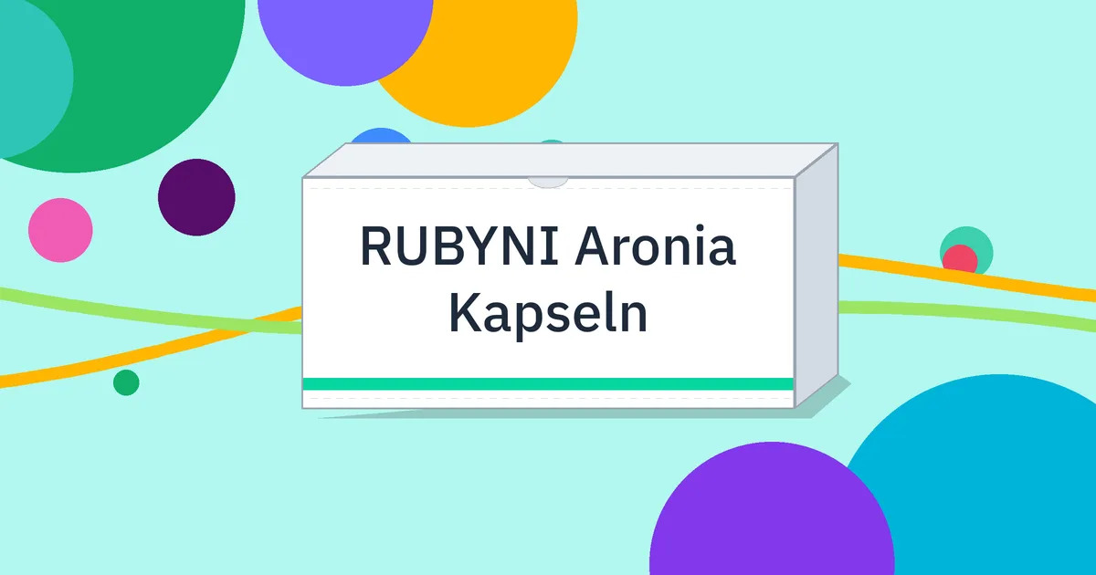 Symbolbild: Packung mit der Aufschrift RUBYNI Aronia Kapseln (PZN 18805342) – Verfügbarkeit und Bezug in Apotheken in Frankfurt am Main