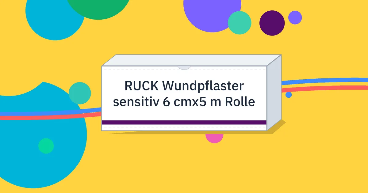Symbolbild: Packung mit der Aufschrift RUCK Wundpflaster sensitiv 6 cmx5 m Rolle (PZN 17579375) – Verfügbarkeit und Bezug in Apotheken in Frankfurt am Main
