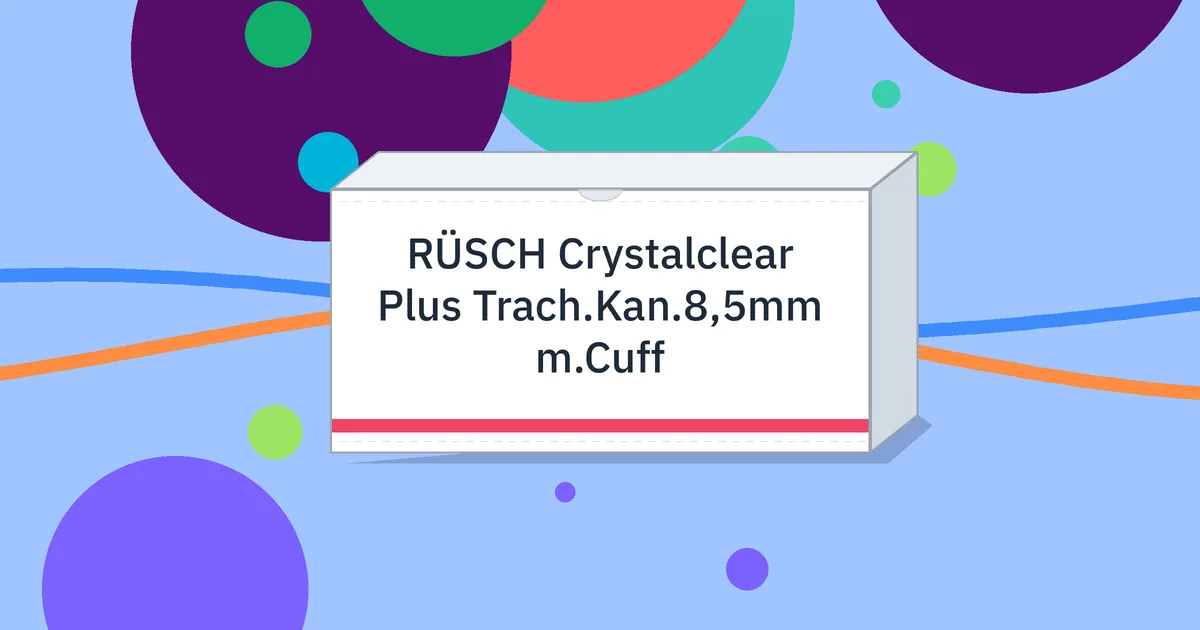 Symbolbild: Packung mit der Aufschrift RÜSCH Crystalclear Plus Trach.Kan.8,5mm m.Cuff (PZN 03431539) – Verfügbarkeit und Bezug in Apotheken in Frankfurt am Main