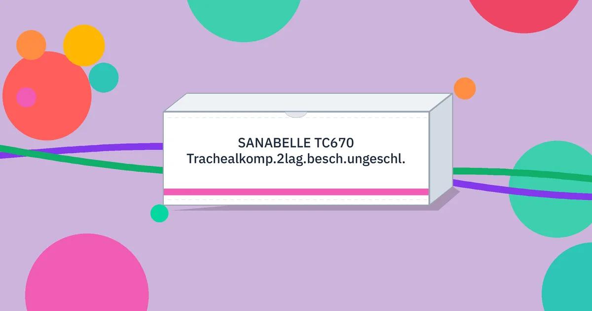 Symbolbild: Packung mit der Aufschrift SANABELLE TC670 Trachealkomp.2lag.besch.ungeschl. (PZN 10542481) – Verfügbarkeit und Bezug in Apotheken in Frankfurt am Main