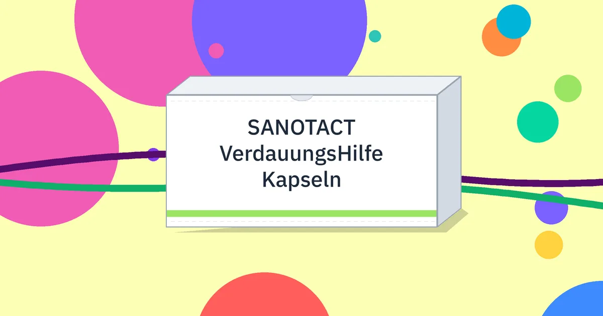 Symbolbild: Packung mit der Aufschrift SANOTACT VerdauungsHilfe Kapseln (PZN 20416381) – Verfügbarkeit und Bezug in Apotheken in Frankfurt am Main
