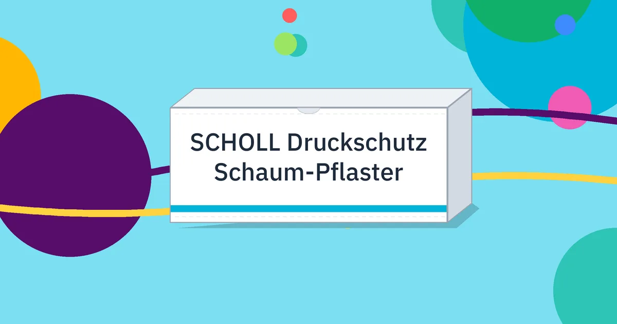 Symbolbild: Packung mit der Aufschrift SCHOLL Druckschutz Schaum-Pflaster (PZN 18296550) – Verfügbarkeit und Bezug in Apotheken in Frankfurt am Main