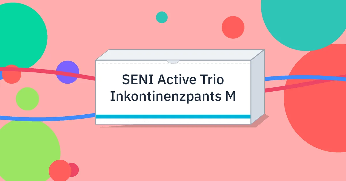 Symbolbild: Packung mit der Aufschrift SENI Active Trio Inkontinenzpants M (PZN 20347065) – Verfügbarkeit und Bezug in Apotheken in Frankfurt am Main