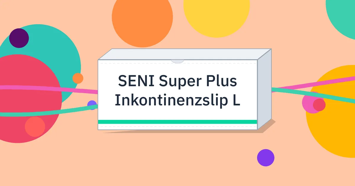 Symbolbild: Packung mit der Aufschrift SENI Super Plus Inkontinenzslip L (PZN 01405584) – Verfügbarkeit und Bezug in Apotheken in Frankfurt am Main