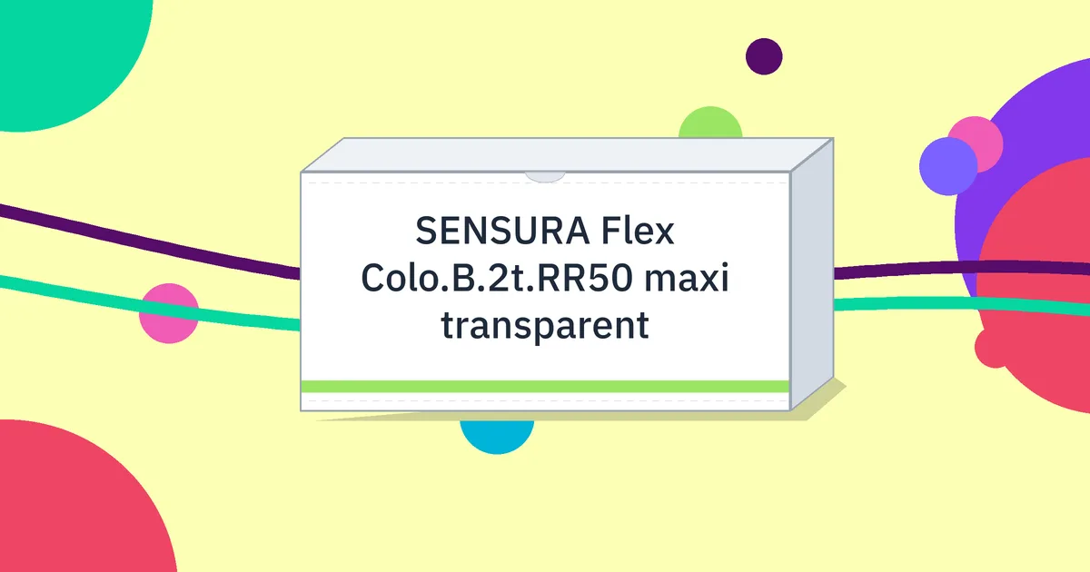 Symbolbild: Packung mit der Aufschrift SENSURA Flex Colo.B.2t.RR50 maxi transparent (PZN 03067329) – Verfügbarkeit und Bezug in Apotheken in Frankfurt am Main