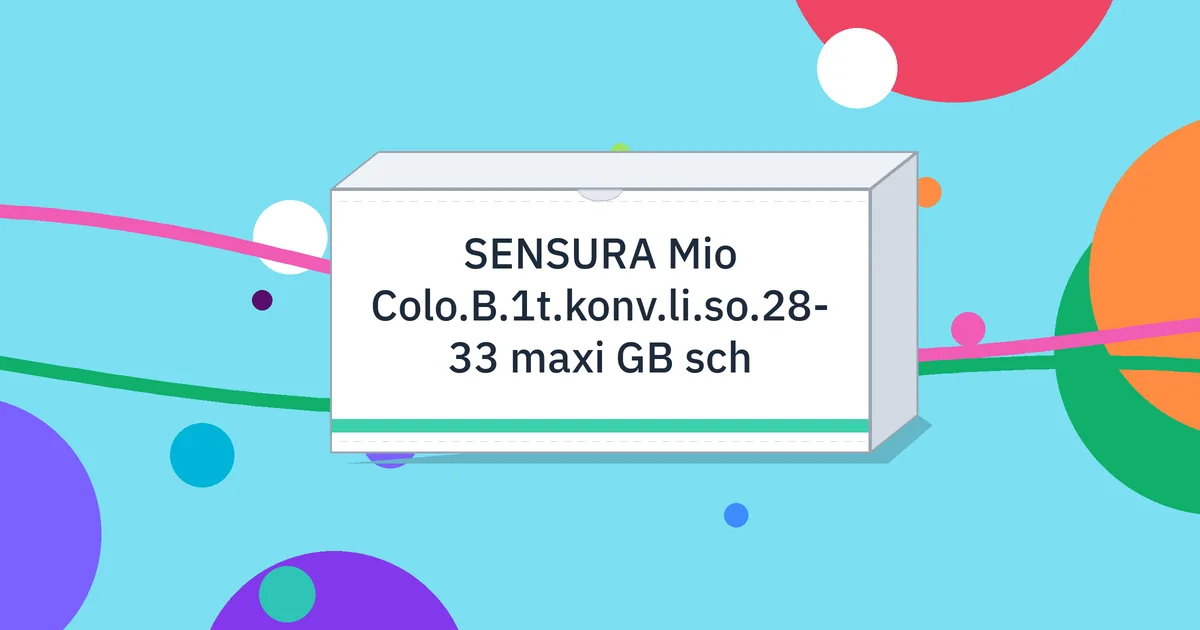 Symbolbild: Packung mit der Aufschrift SENSURA Mio Colo.B.1t.konv.li.so.28-33 maxi GB sch (PZN 19974584) – Verfügbarkeit und Bezug in Apotheken in Frankfurt am Main