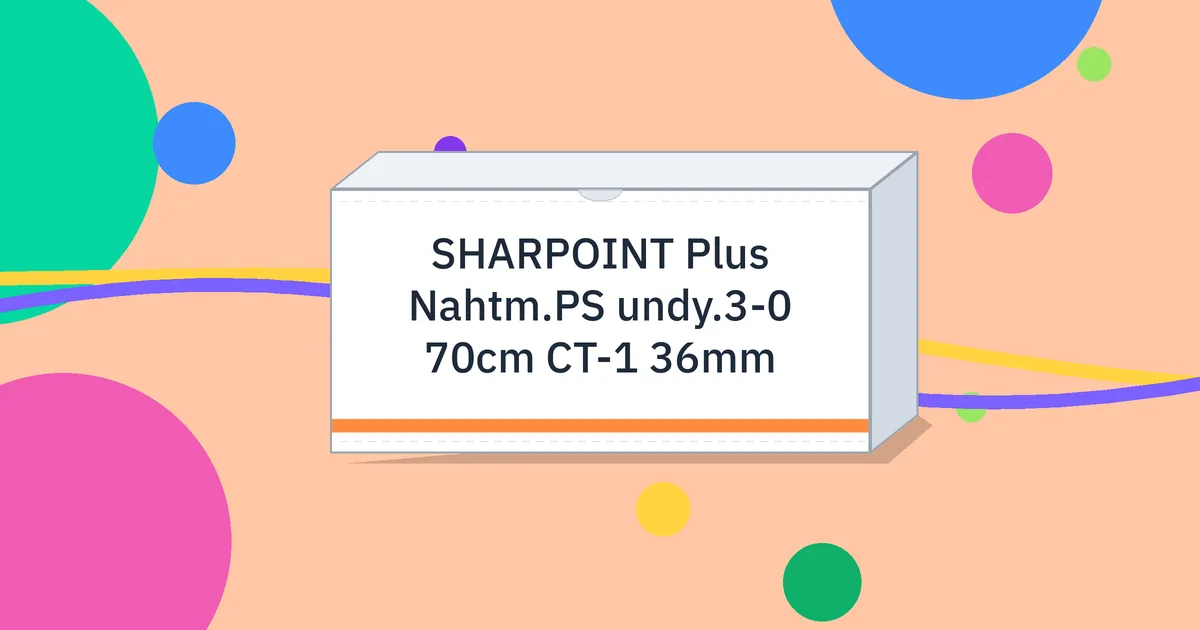 Symbolbild: Packung mit der Aufschrift SHARPOINT Plus Nahtm.PS undy.3-0 70cm CT-1 36mm (PZN 17995694) – Verfügbarkeit und Bezug in Apotheken in Frankfurt am Main