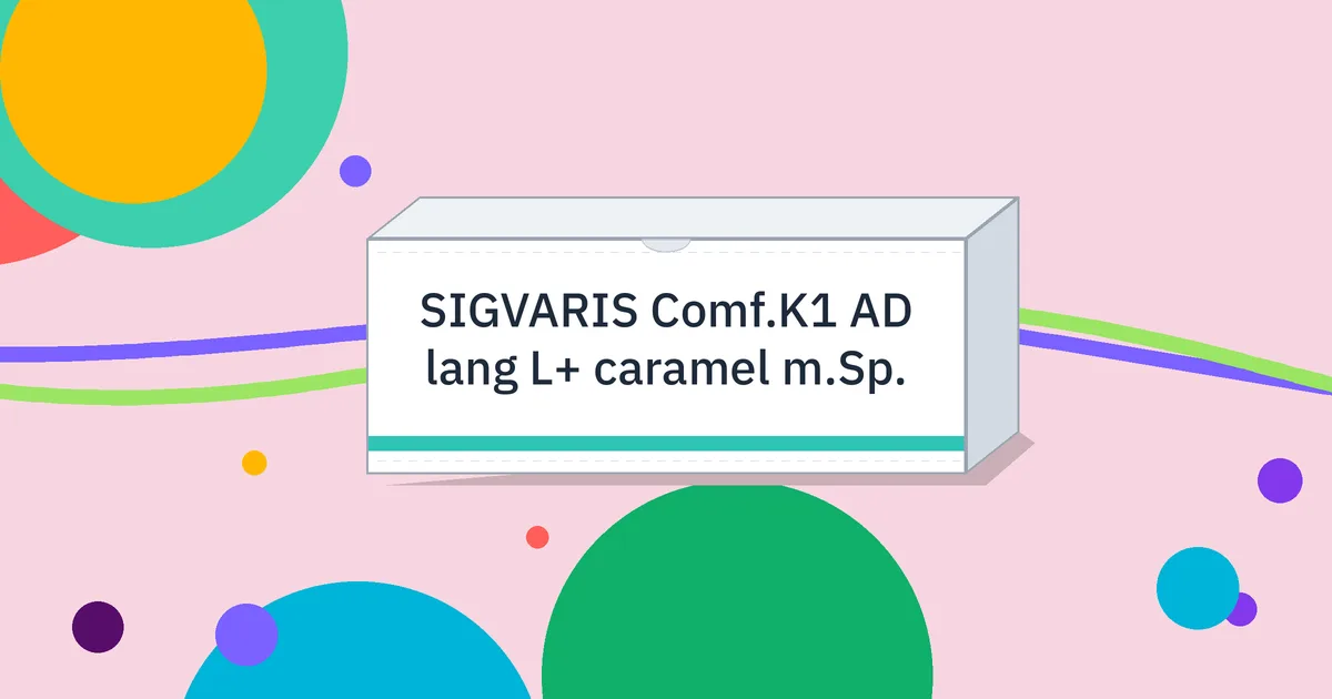 Symbolbild: Packung mit der Aufschrift SIGVARIS Comf.K1 AD lang L+ caramel m.Sp. (PZN 17041894) – Verfügbarkeit und Bezug in Apotheken in Frankfurt am Main