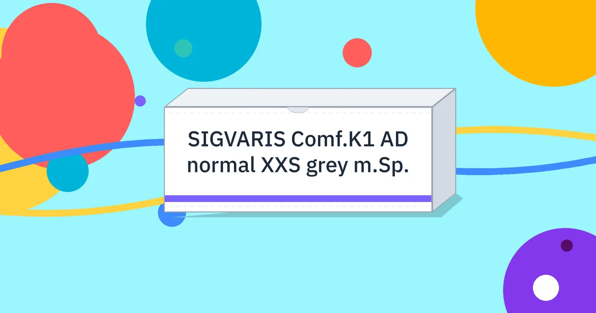 Symbolbild: Packung mit der Aufschrift SIGVARIS Comf.K1 AD normal XXS grey m.Sp. (PZN 17093164) – Verfügbarkeit und Bezug in Apotheken in Frankfurt am Main