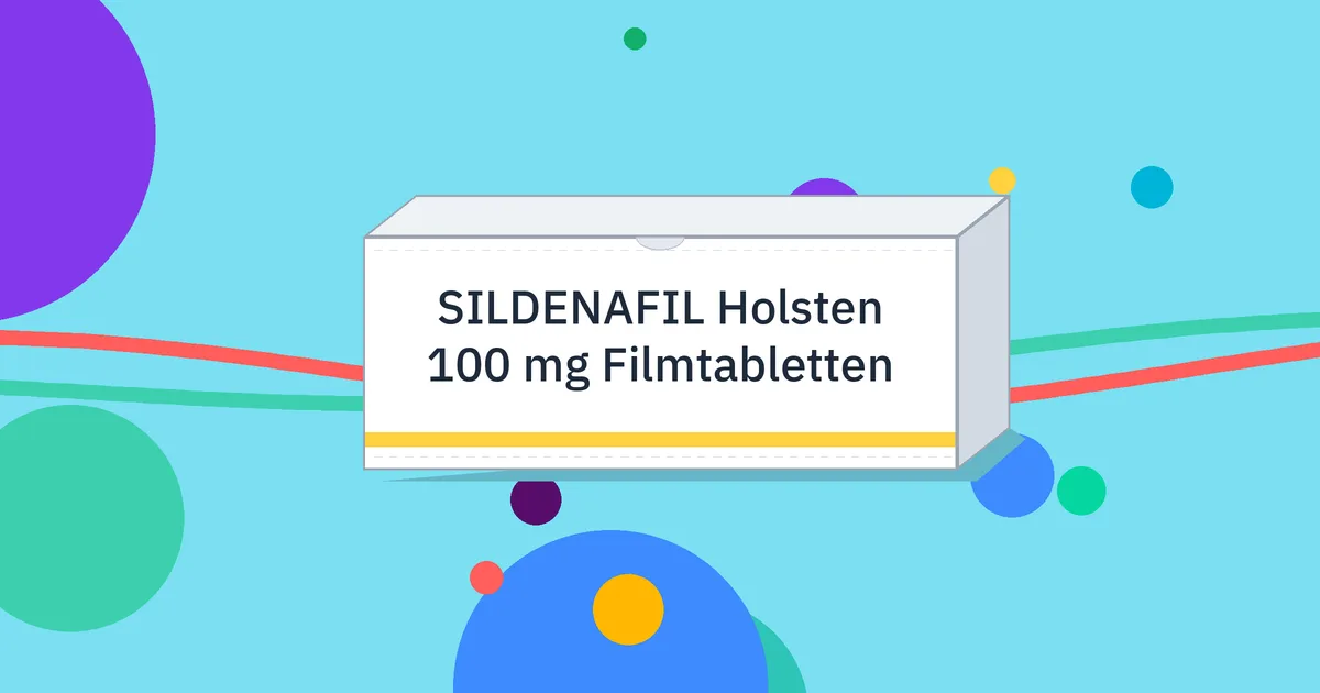 Symbolbild: Packung mit der Aufschrift SILDENAFIL Holsten 100 mg Filmtabletten (PZN 14265831) – Verfügbarkeit und Bezug in Apotheken in Frankfurt am Main
