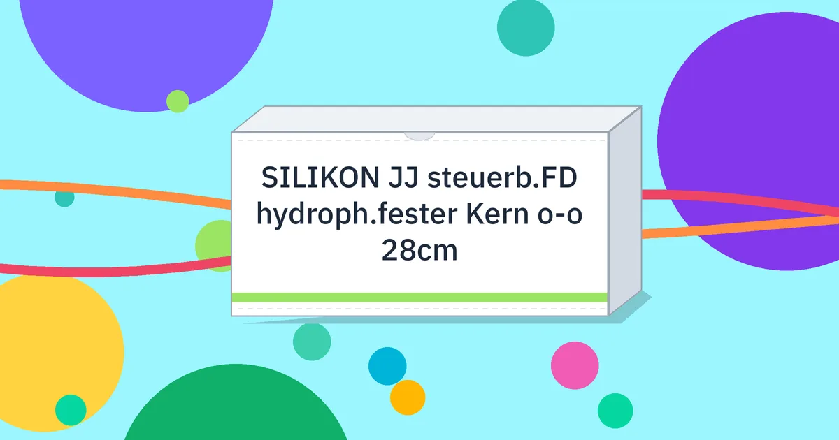 Symbolbild: Packung mit der Aufschrift SILIKON JJ steuerb.FD hydroph.fester Kern o-o 28cm (PZN 17509340) – Verfügbarkeit und Bezug in Apotheken in Frankfurt am Main