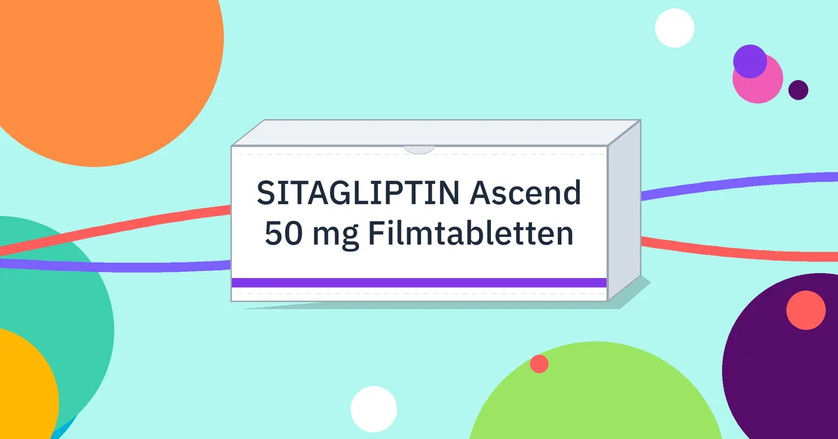 Symbolbild: Packung mit der Aufschrift SITAGLIPTIN Ascend 50 mg Filmtabletten (PZN 18899596) – Verfügbarkeit und Bezug in Apotheken in Frankfurt am Main