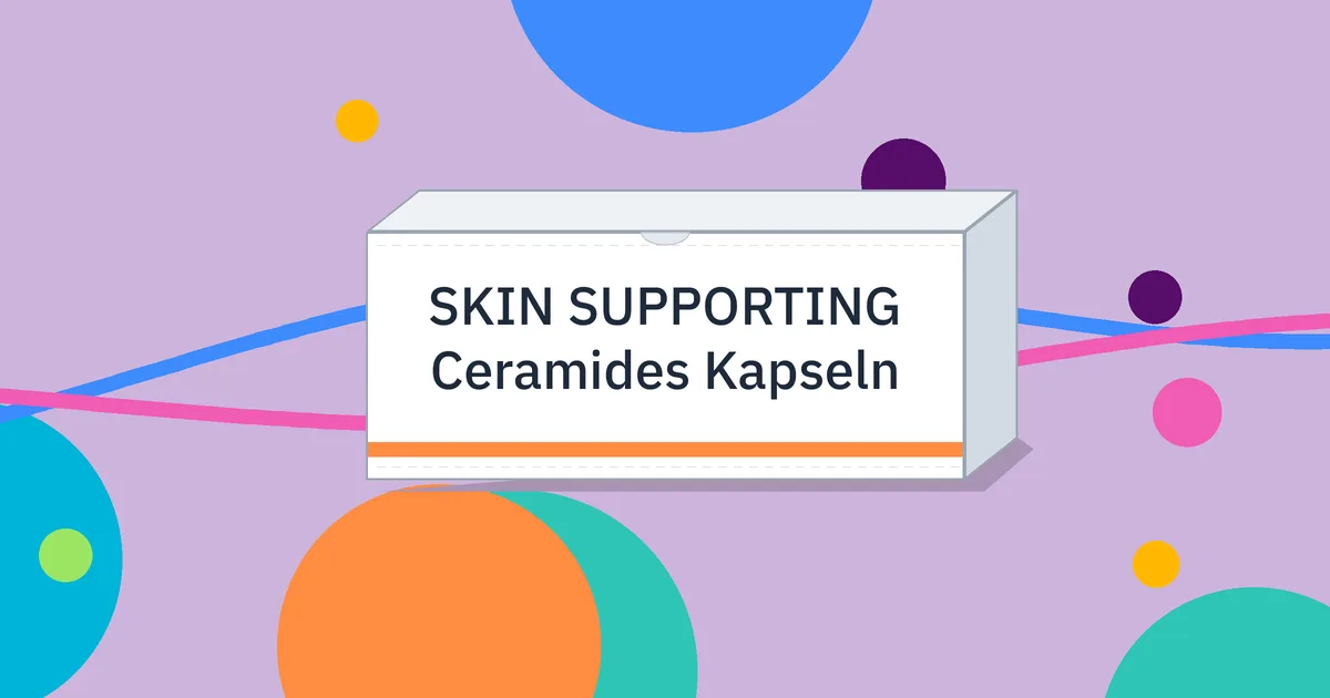 Symbolbild: Packung mit der Aufschrift SKIN SUPPORTING Ceramides Kapseln (PZN 19740567) – Verfügbarkeit und Bezug in Apotheken in Frankfurt am Main