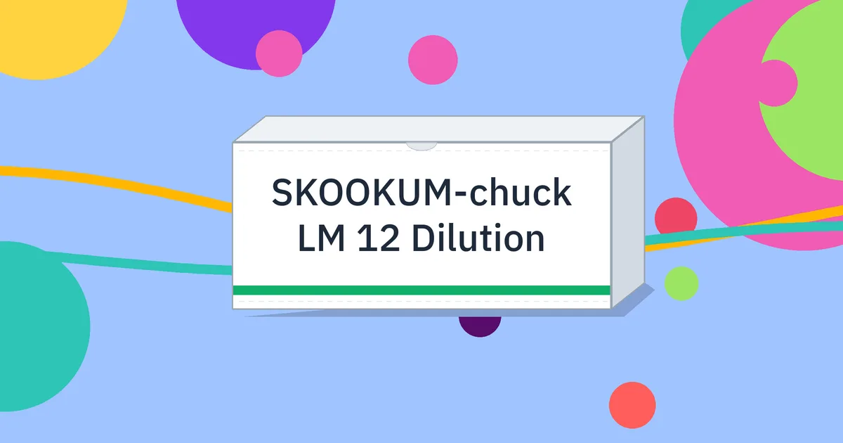 Symbolbild: Packung mit der Aufschrift SKOOKUM-chuck LM 12 Dilution (PZN 13191556) – Verfügbarkeit und Bezug in Apotheken in Frankfurt am Main