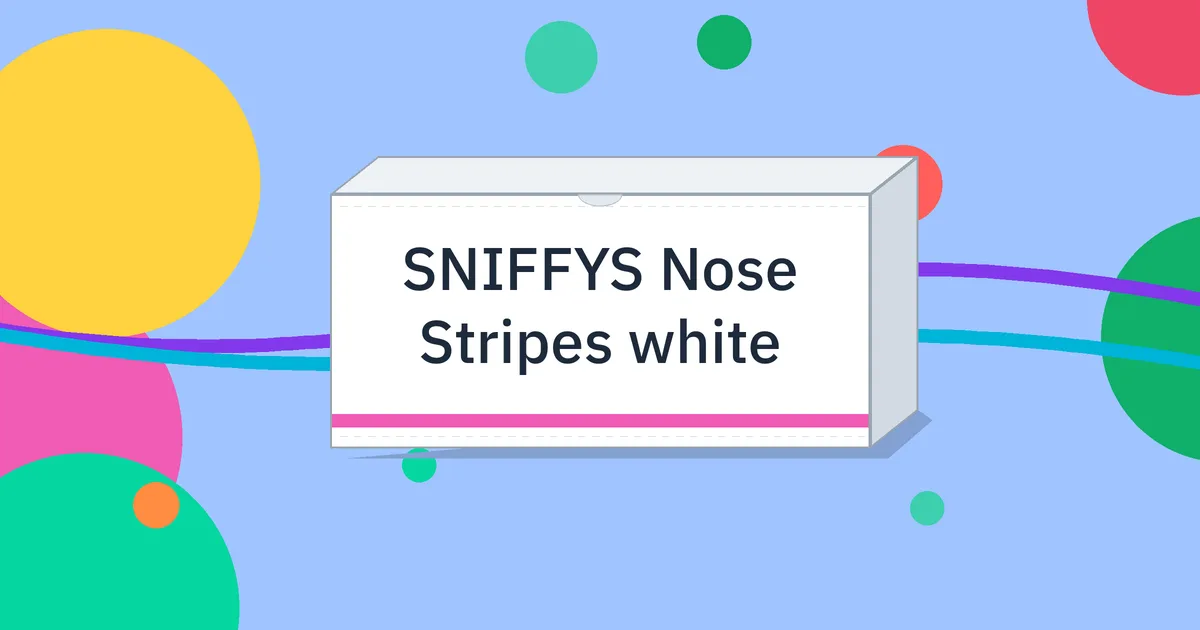 Symbolbild: Packung mit der Aufschrift SNIFFYS Nose Stripes white (PZN 20132241) – Verfügbarkeit und Bezug in Apotheken in Frankfurt am Main