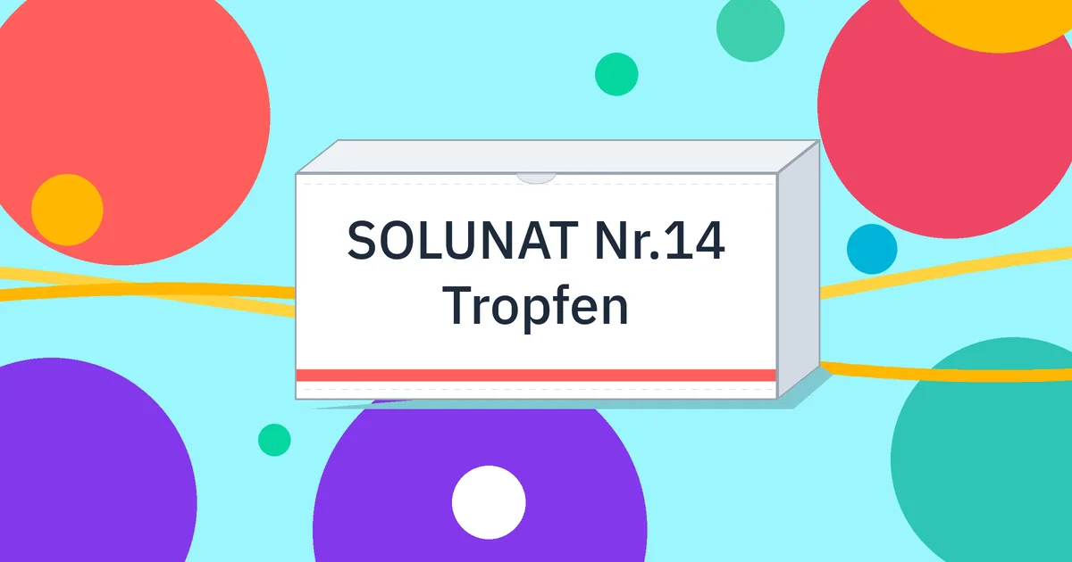 Symbolbild: Packung mit der Aufschrift SOLUNAT Nr.14 Tropfen (PZN 02940552) – Verfügbarkeit und Bezug in Apotheken in Frankfurt am Main