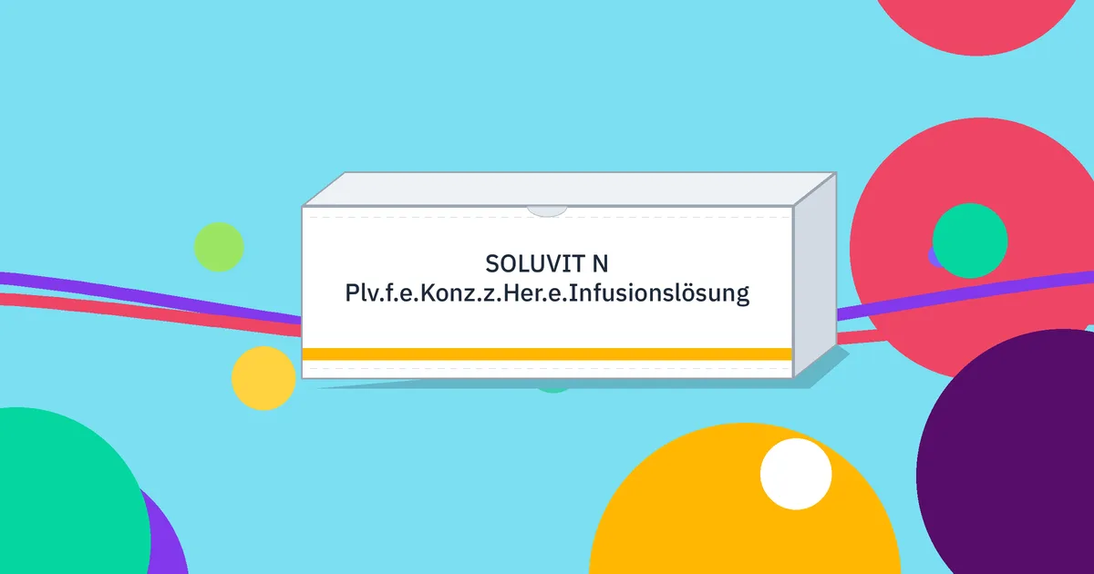 Symbolbild: Packung mit der Aufschrift SOLUVIT N Plv.f.e.Konz.z.Her.e.Infusionslösung (PZN 02836866) – Verfügbarkeit und Bezug in Apotheken in Frankfurt am Main