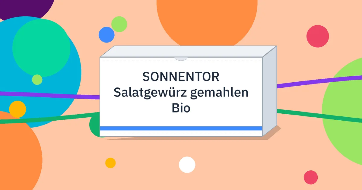 Symbolbild: Packung mit der Aufschrift SONNENTOR Salatgewürz gemahlen Bio (PZN 18903694) – Verfügbarkeit und Bezug in Apotheken in Frankfurt am Main