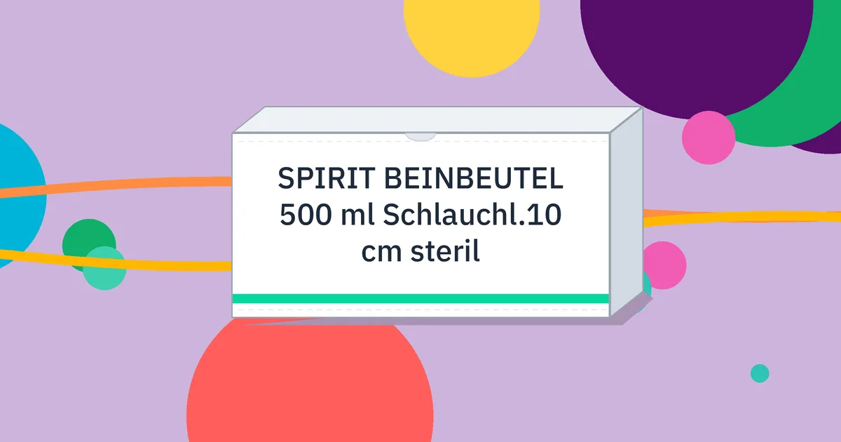 Symbolbild: Packung mit der Aufschrift SPIRIT BEINBEUTEL 500 ml Schlauchl.10 cm steril (PZN 12749743) – Verfügbarkeit und Bezug in Apotheken in Frankfurt am Main