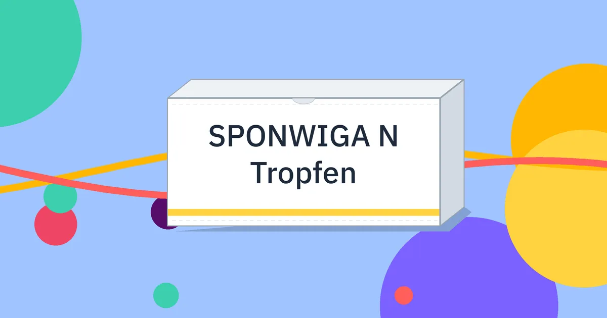 Symbolbild: Packung mit der Aufschrift SPONWIGA N Tropfen (PZN 02814830) – Verfügbarkeit und Bezug in Apotheken in Frankfurt am Main
