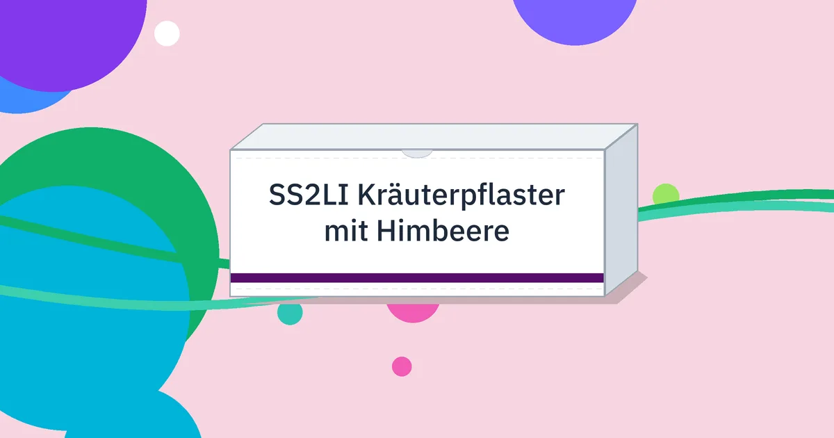 Symbolbild: Packung mit der Aufschrift SS2LI Kräuterpflaster mit Himbeere (PZN 18074708) – Verfügbarkeit und Bezug in Apotheken in Frankfurt am Main