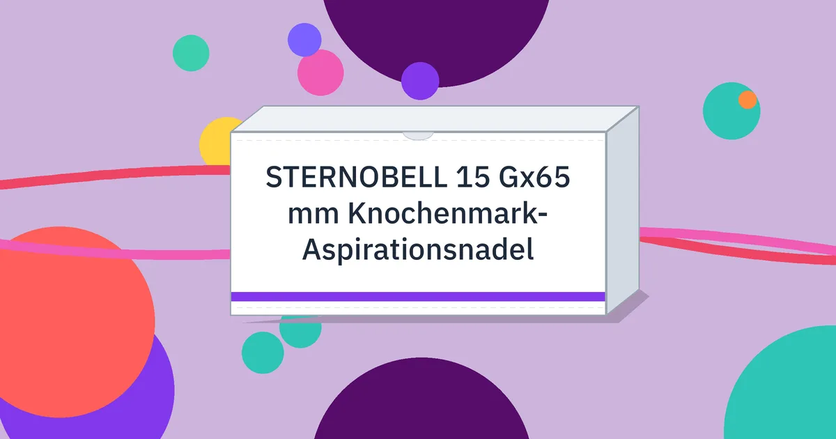 Symbolbild: Packung mit der Aufschrift STERNOBELL 15 Gx65 mm Knochenmark-Aspirationsnadel (PZN 13753741) – Verfügbarkeit und Bezug in Apotheken in Frankfurt am Main