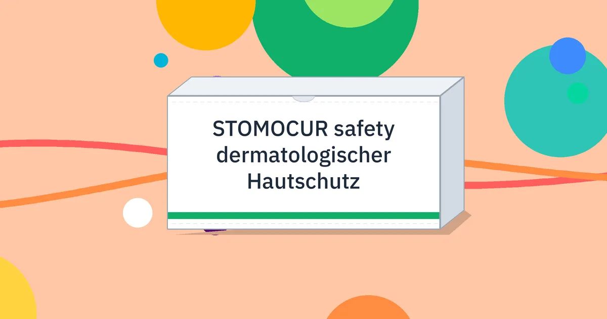 Symbolbild: Packung mit der Aufschrift STOMOCUR safety dermatologischer Hautschutz (PZN 04751772) – Verfügbarkeit und Bezug in Apotheken in Frankfurt am Main