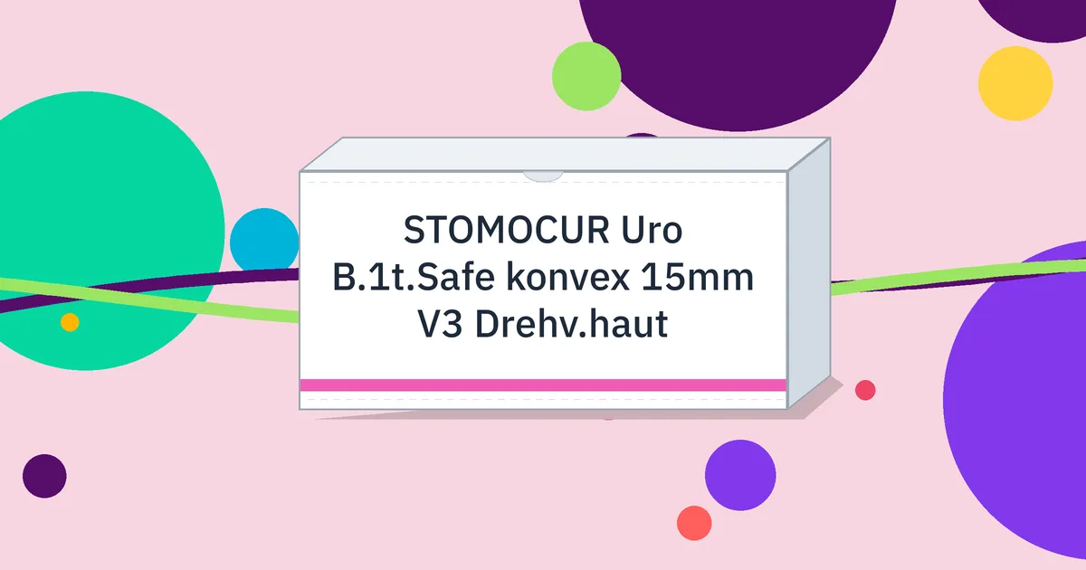 Symbolbild: Packung mit der Aufschrift STOMOCUR Uro B.1t.Safe konvex 15mm V3 Drehv.haut (PZN 17553016) – Verfügbarkeit und Bezug in Apotheken in Frankfurt am Main
