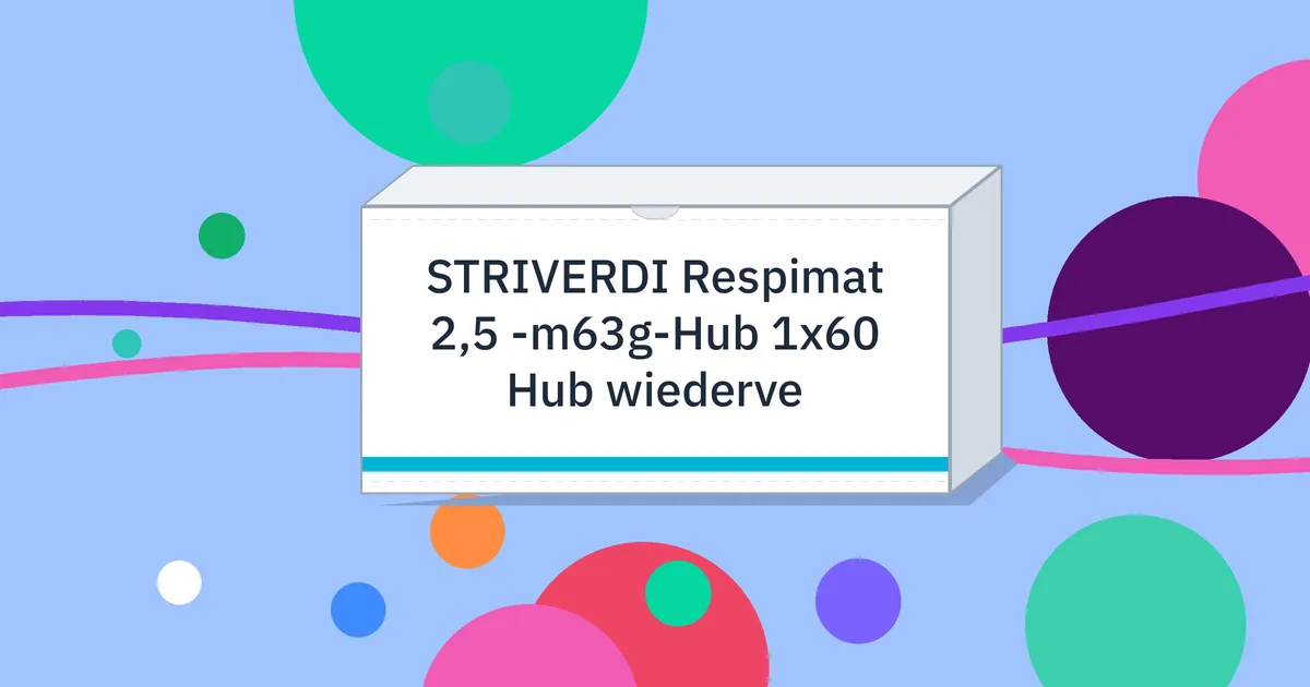Symbolbild: Packung mit der Aufschrift STRIVERDI Respimat 2,5 -m63g-Hub 1x60 Hub wiederve (PZN 16060151) – Verfügbarkeit und Bezug in Apotheken in Frankfurt am Main