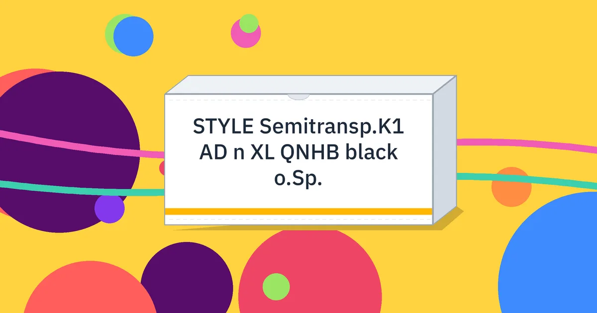 Symbolbild: Packung mit der Aufschrift STYLE Semitransp.K1 AD n XL QNHB black o.Sp. (PZN 18869098) – Verfügbarkeit und Bezug in Apotheken in Frankfurt am Main