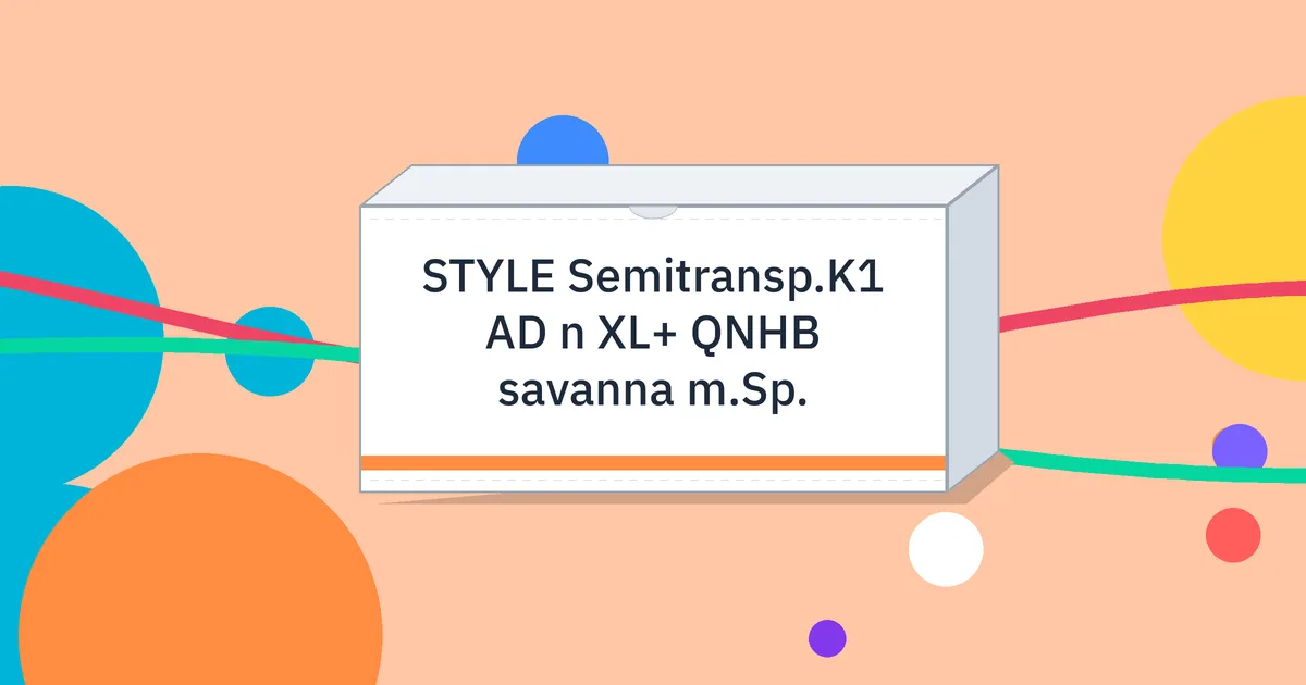 Symbolbild: Packung mit der Aufschrift STYLE Semitransp.K1 AD n XL+ QNHB savanna m.Sp. (PZN 18870730) – Verfügbarkeit und Bezug in Apotheken in Frankfurt am Main