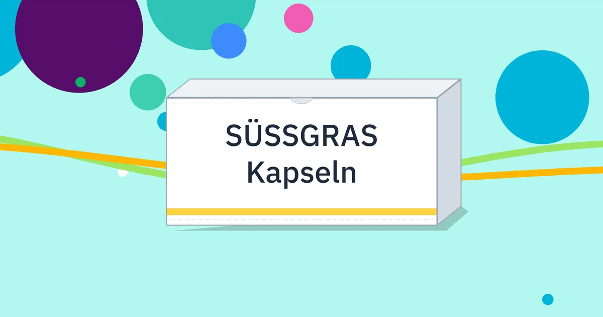 Symbolbild: Packung mit der Aufschrift SÜSSGRAS Kapseln (PZN 04514782) – Verfügbarkeit und Bezug in Apotheken in Frankfurt am Main