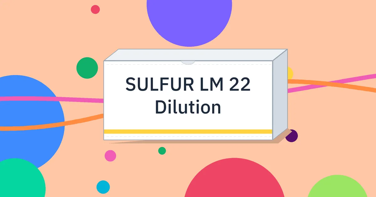 Symbolbild: Packung mit der Aufschrift SULFUR LM 22 Dilution (PZN 13210064) – Verfügbarkeit und Bezug in Apotheken in Frankfurt am Main