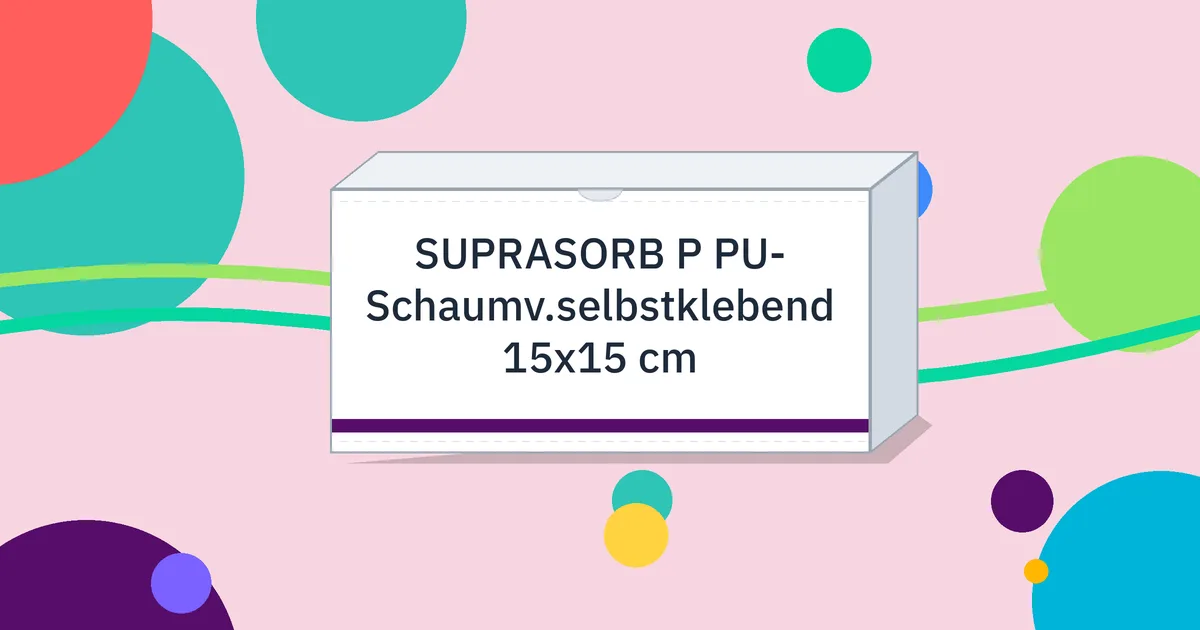 Symbolbild: Packung mit der Aufschrift SUPRASORB P PU-Schaumv.selbstklebend 15x15 cm (PZN 06098773) – Verfügbarkeit und Bezug in Apotheken in Frankfurt am Main