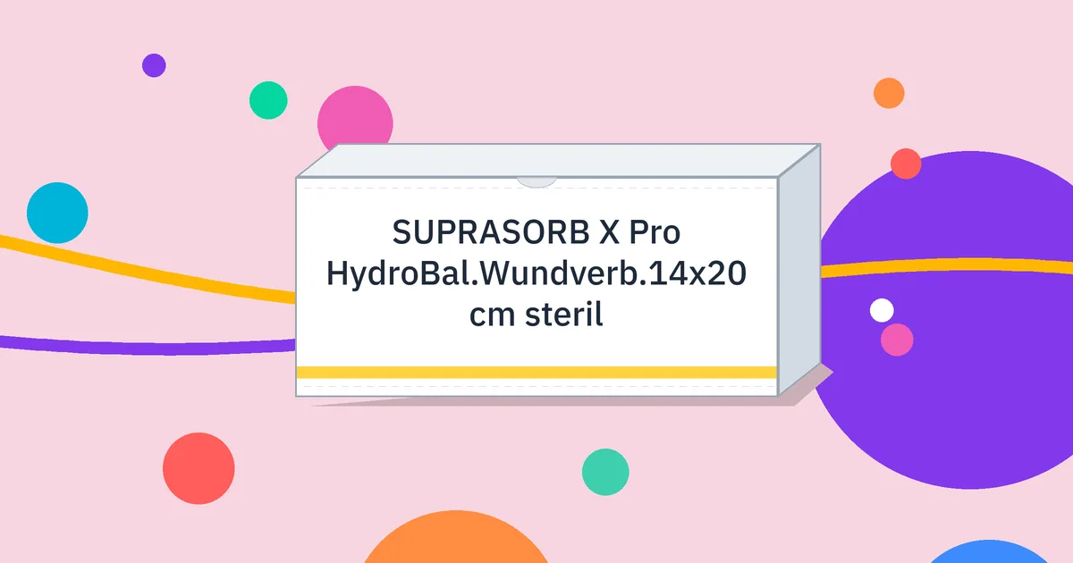 Symbolbild: Packung mit der Aufschrift SUPRASORB X Pro HydroBal.Wundverb.14x20 cm steril (PZN 20183824) – Verfügbarkeit und Bezug in Apotheken in Frankfurt am Main