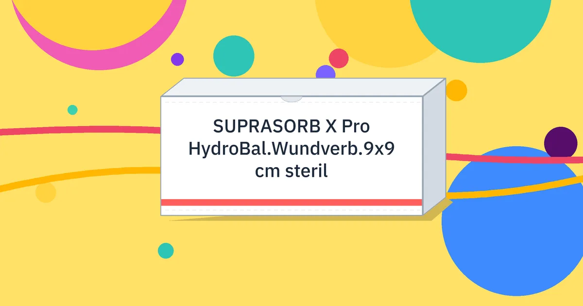 Symbolbild: Packung mit der Aufschrift SUPRASORB X Pro HydroBal.Wundverb.9x9 cm steril (PZN 20844869) – Verfügbarkeit und Bezug in Apotheken in Frankfurt am Main