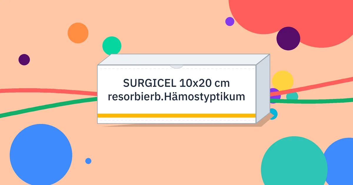 Symbolbild: Packung mit der Aufschrift SURGICEL 10x20 cm resorbierb.Hämostyptikum (PZN 19910354) – Verfügbarkeit und Bezug in Apotheken in Frankfurt am Main